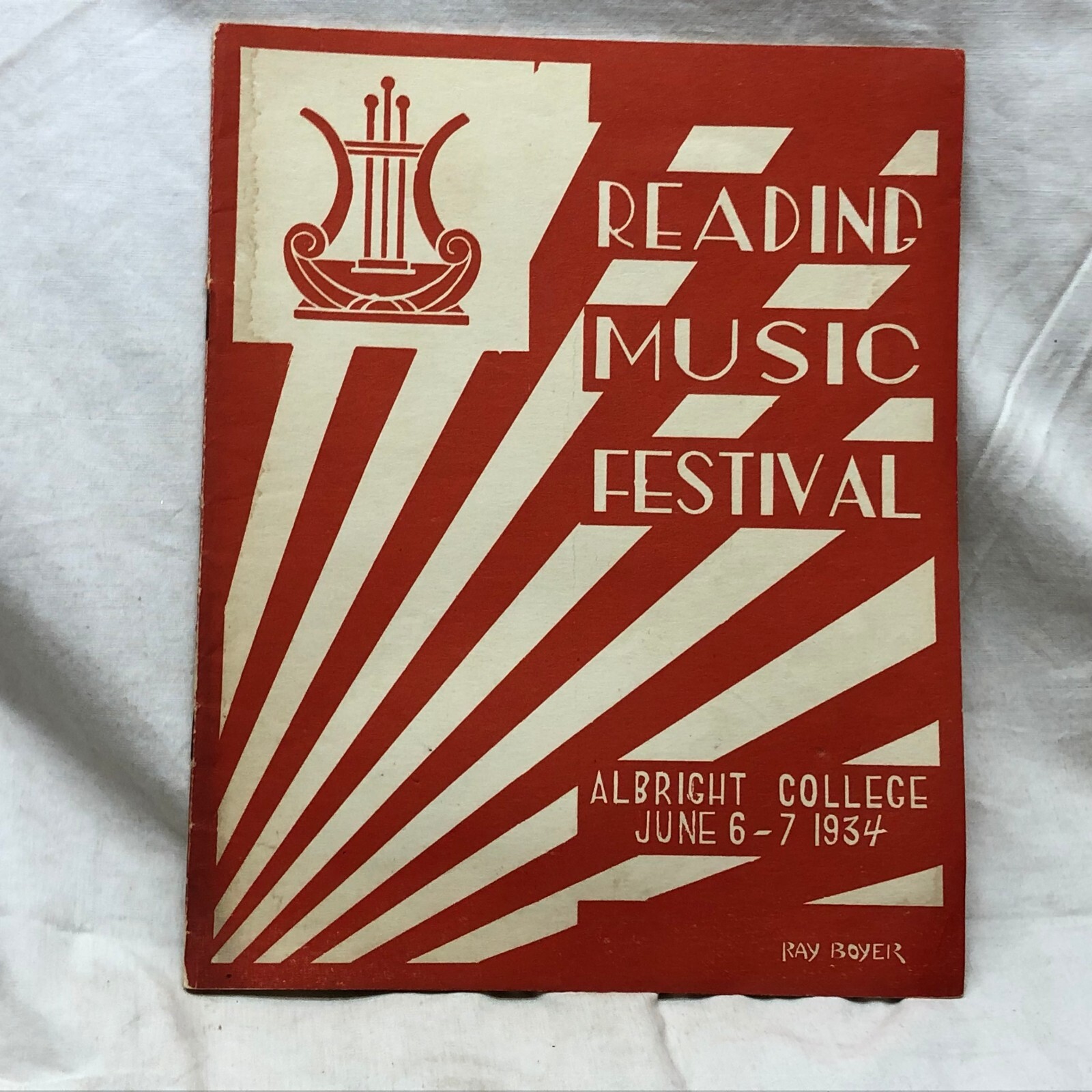 Vintage 1934 Reading College Reading Music Festival Booklet Reading PA ...