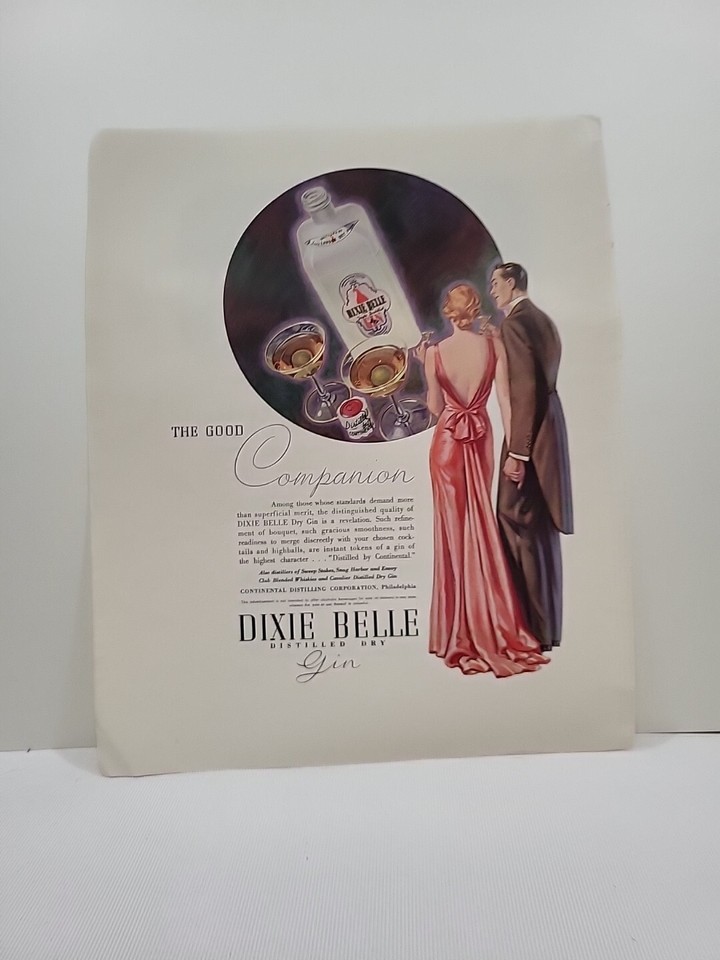 1934 Dixie Belle Distilled Dry Gin Fortune Magazine Print Advertising Color | eBay
