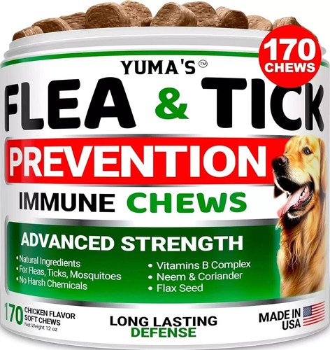 100% Natural Flea and Tick Prevention Chewable Pills for All Dogs, Made ...