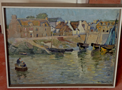 Port of Concarneau - 1916 - Oil/Lwd. - Dubl. on cardboard - sign. Otto ...
