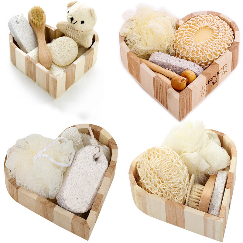 1 Set Spa Heart Shape Gift Box Bathing Skin Cleaning Kit Spa Gift For ...
