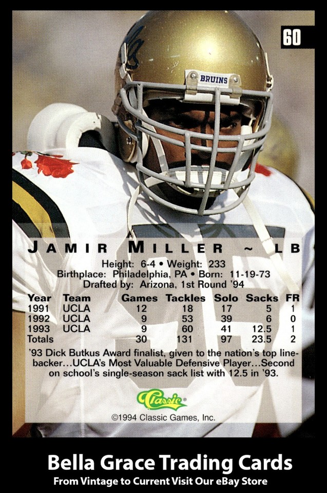 1994 Classic Four Sport Jamir Miller #60 UCLA Bruins NFL Football | eBay
