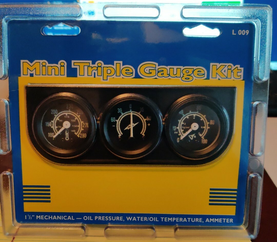 L009 Mini Triple Gauge Kit 1 1/2" Mechanical Black