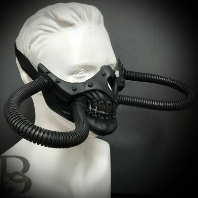 Black Steampunk Mouth Gas Mask with Tubes Masquerade Halloween Cosplay ...