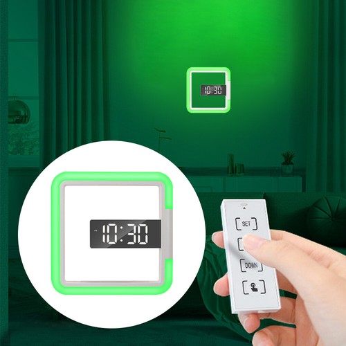 Square Remote Control Hollowed Alarm 7Color Change Snooze Led Light ...