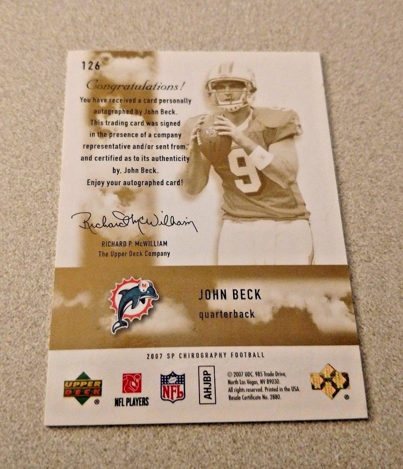 2007 SP Chirography #126 John Beck Miami Dolphins /699 | eBay