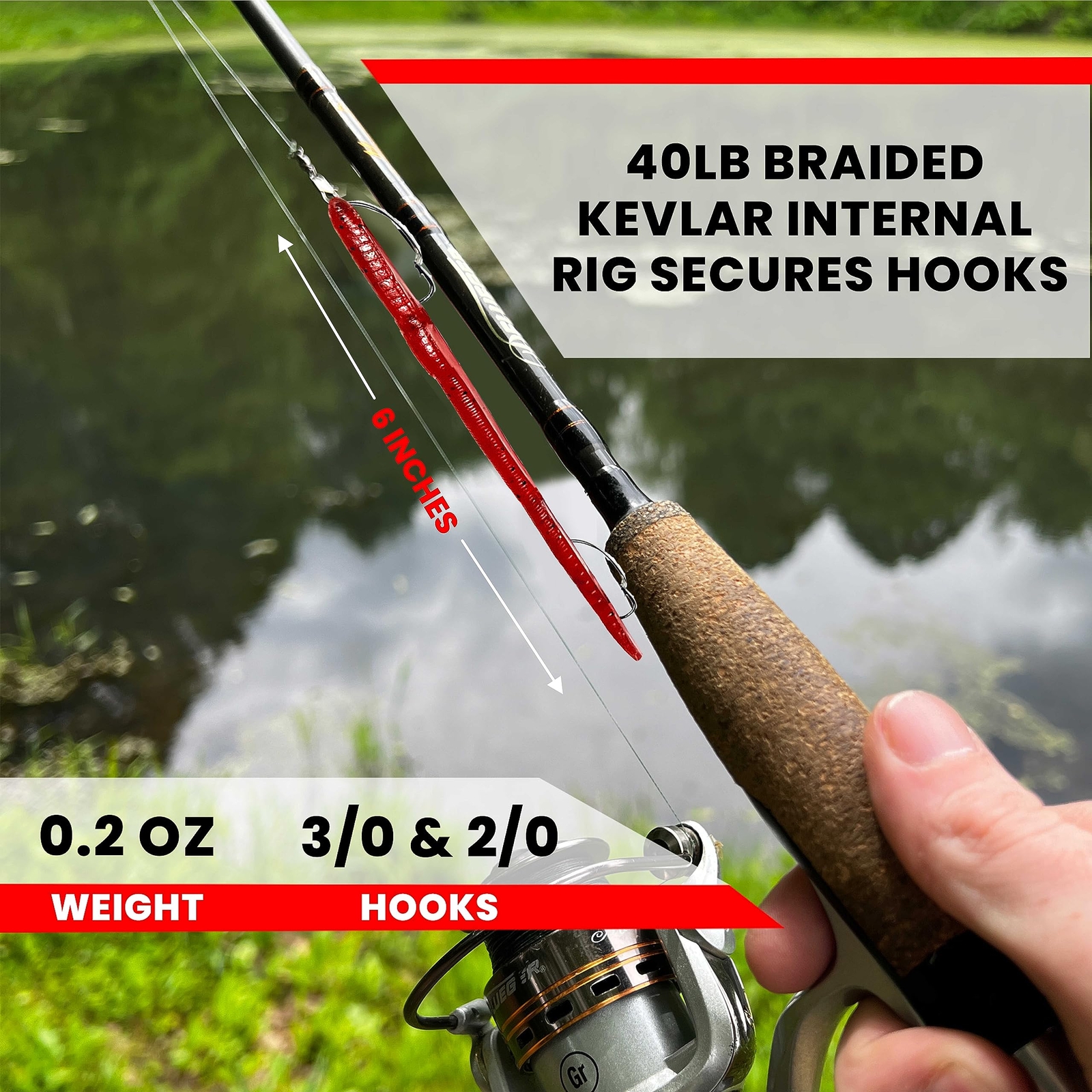 Delong Lures Weedless Fishing Lures, pre Rigged Worm Lures for Bass ...