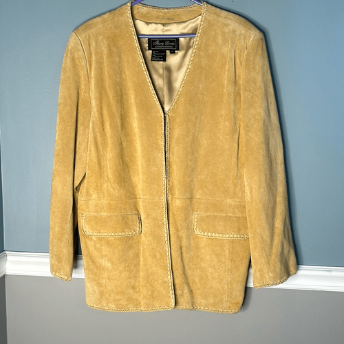 TERRY LEWIS CLASSIC Women's Tan Suede Jacket braided stitch trim boho | eBay