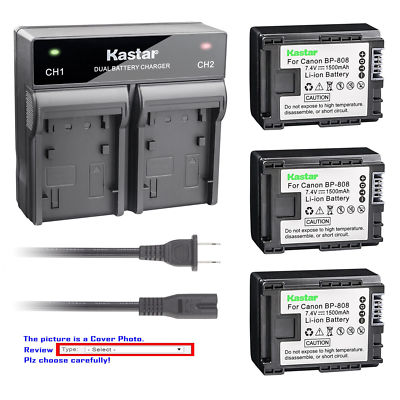 BP-808 CG-800 Battery or Dual Charger for Canon FS10 FS11 FS20 FS21 ...