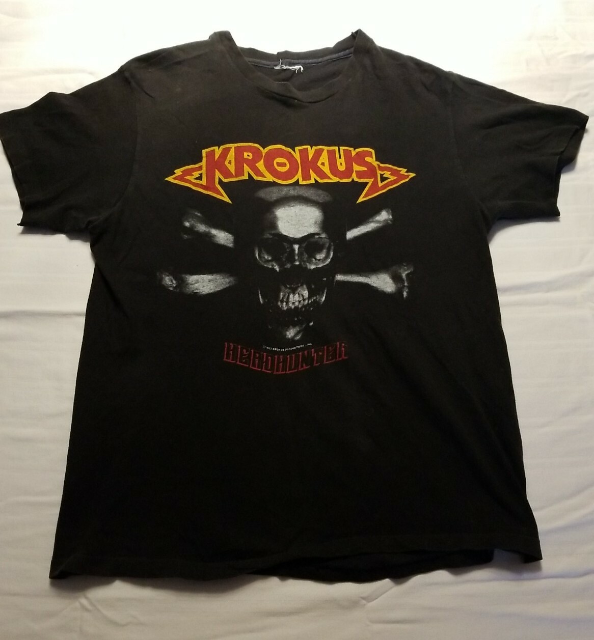 Vintage Krokus Shirt Mens Large Black Headhunter Band Tee 1983 Metal ...
