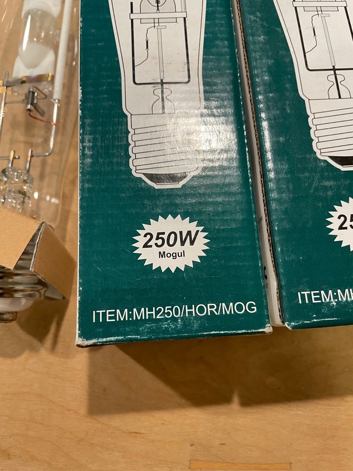 (2) Two 250 Watt Metal Halide 4K Horizontal Burning T15 Mogul Base ...