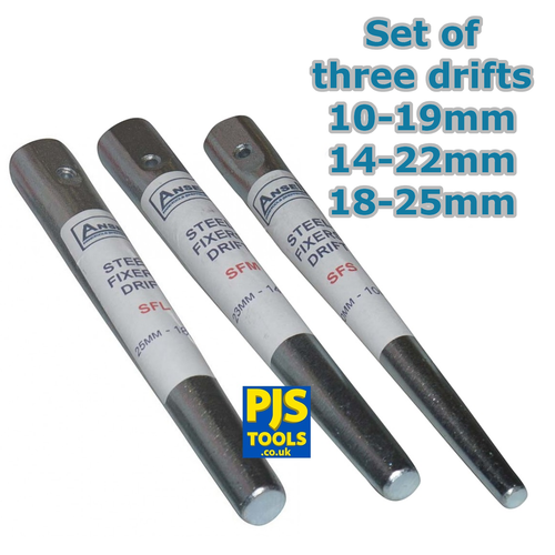 Set of 3 Ansell steel fixers erectors carrot drift punch 10-19, 14-22 ...