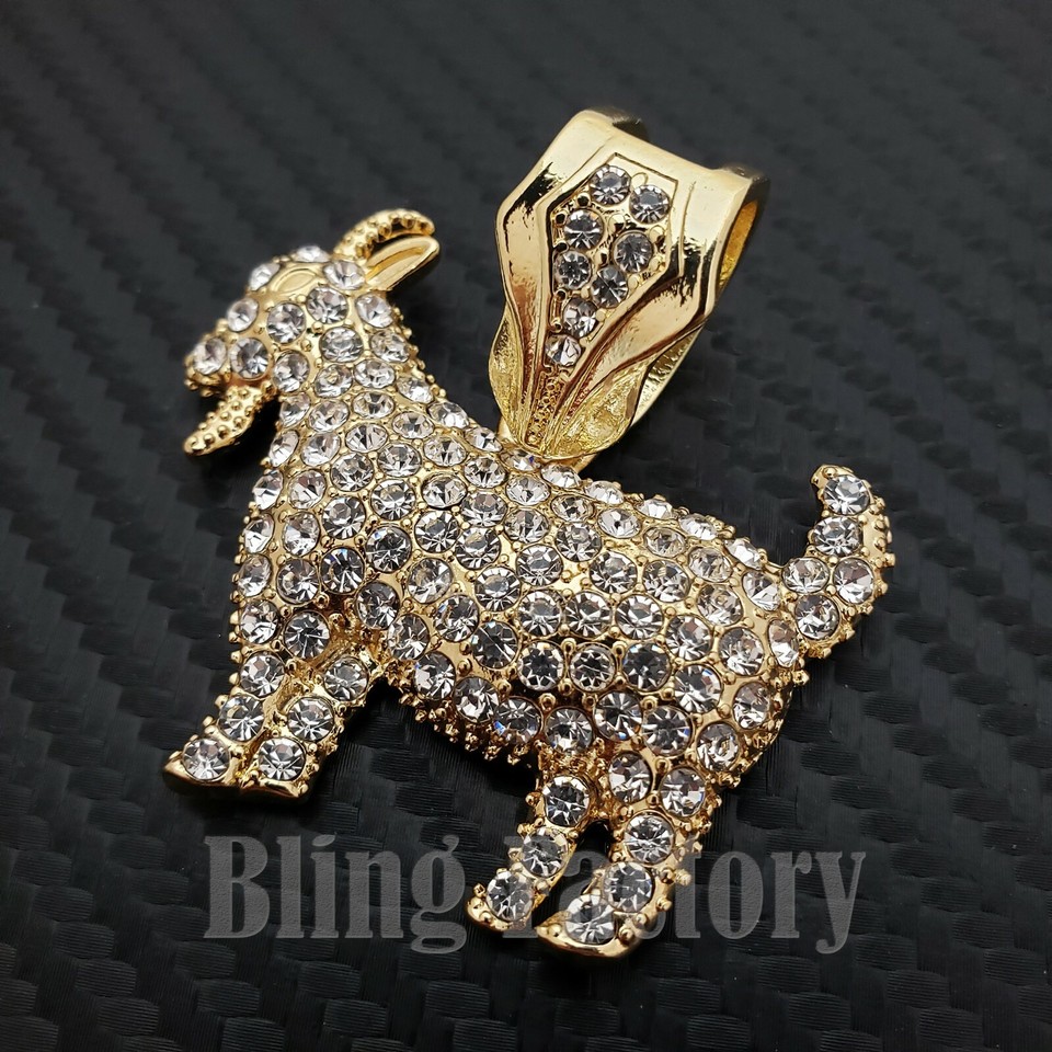 GOAT Hip Hop Iced Gold plated Cubic Zirconia Rapper's Bling Charm ...