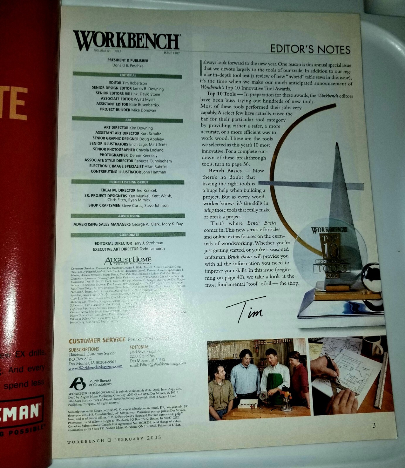 Workbench Magazine. Bench Basics. Entry Divider. February 2005. | eBay