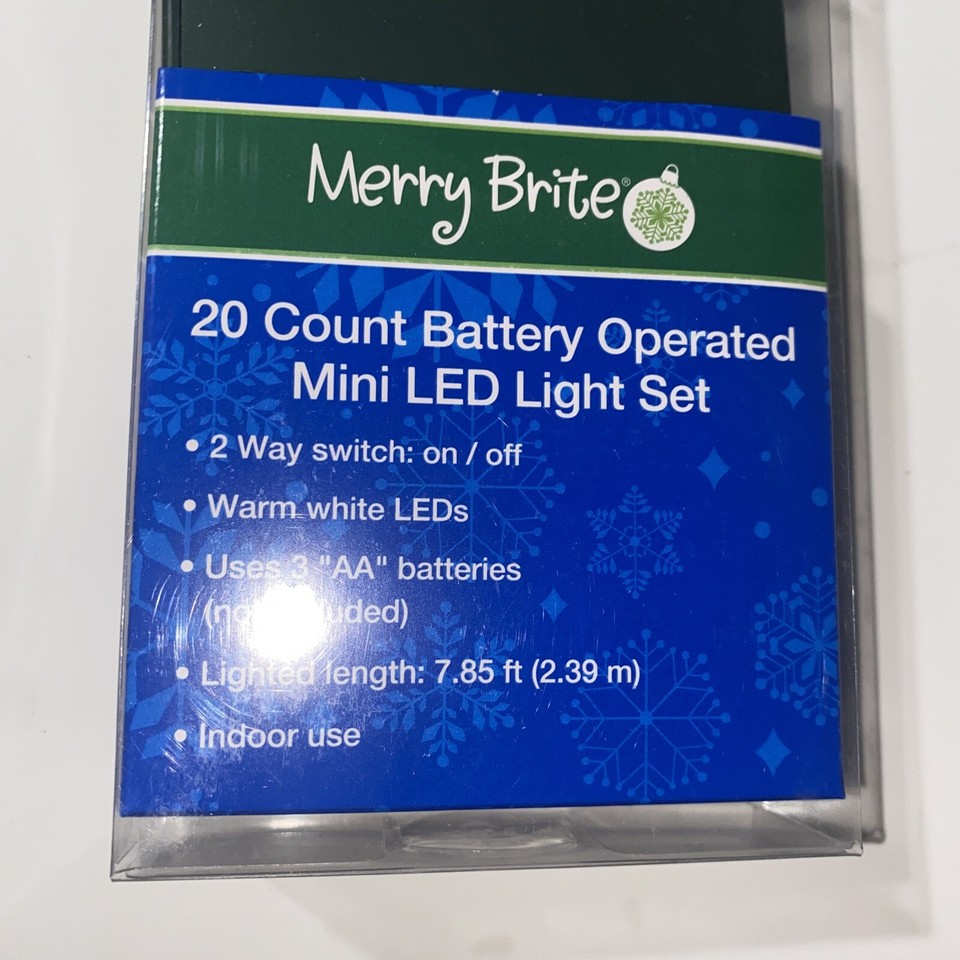 Merry Brite 20 Count Battery Operated Tiny LED White Light Set Christmas New | eBay