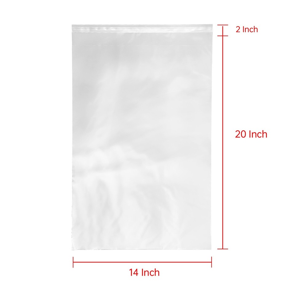 14" x 20" Inches Crystal Clear Resealable Cello Poly OPP Bags for ...