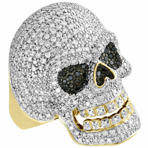 2.25Ct Simulated Diamond Gold Plated 925 Silver Halloween Skull Head ...