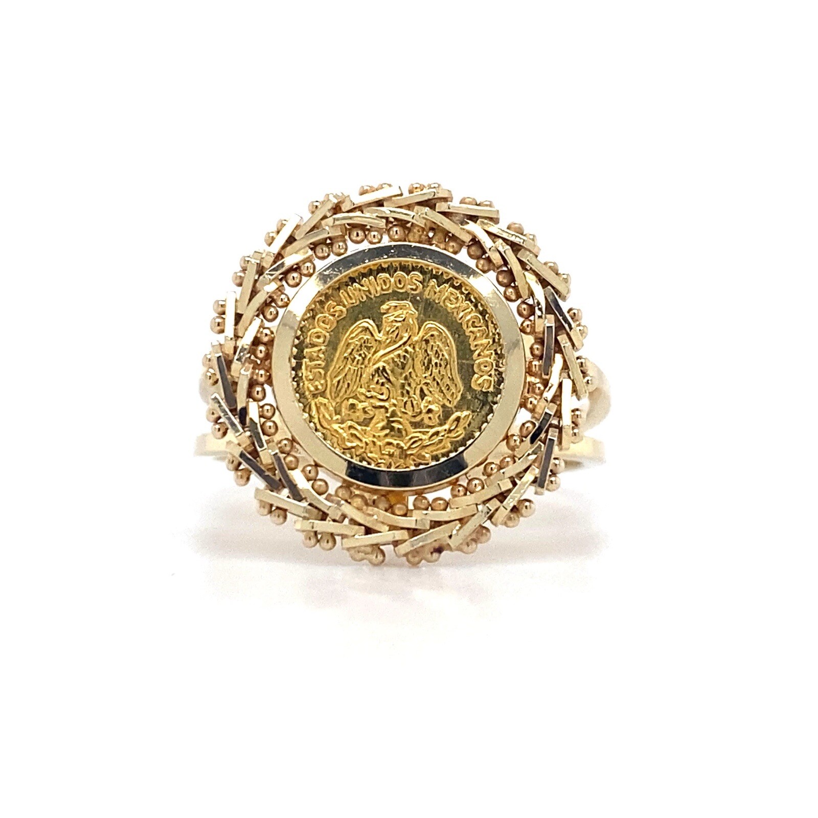14k Yellow Gold Mexico Peso Ring - Gem