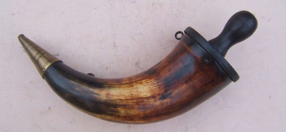 AMERICAN REVOLUTIONARY WAR PERIOD POWDER HORN w/ NICELY TURNED BASE | eBay