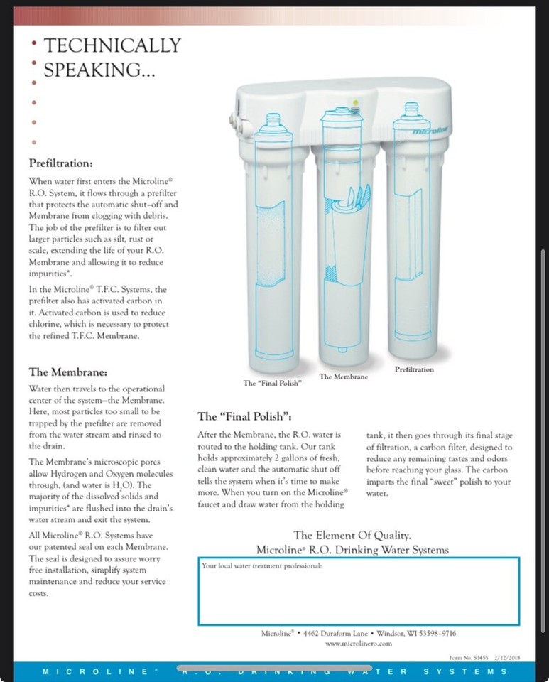 Microline 3 Stage Reverse Osmosis Drinking System Model TFC 335 | eBay