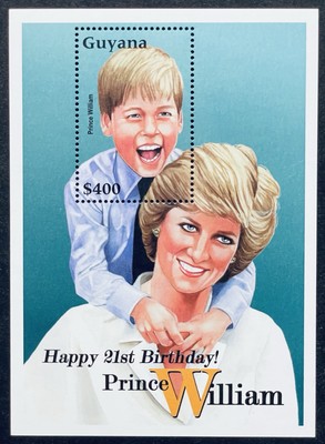 GUYANA PRINCE WILLIAM HAPPY 21ST BIRTHDAY STAMPS SS PRINCESS DIANA MNH ...