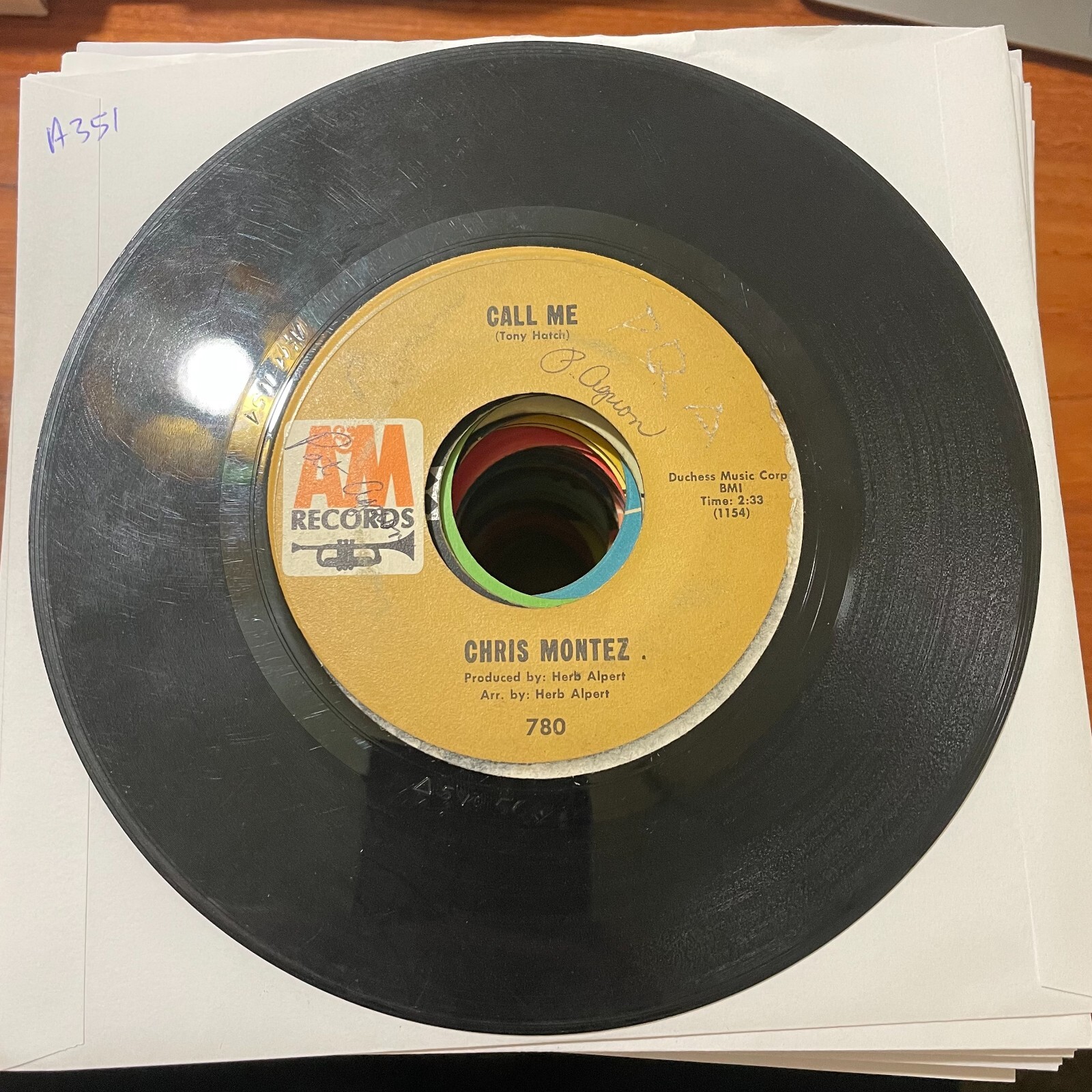 Chris Montez 7" Call Me / Go Head On - A&M Records Inc 45 Rock Vinyl ...