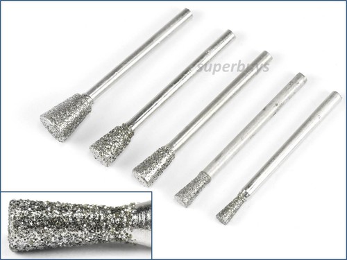 5pc 3 4 5 6 & 8mm Dovetail Diamond Head Tip Burr Grinding For Dremel ...