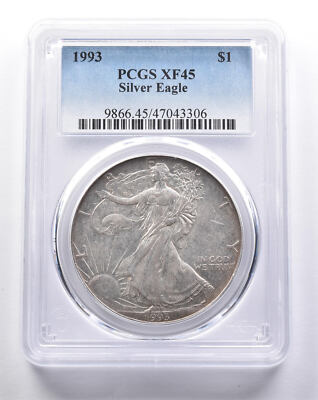 XF45 LOWBALL 1993 American Silver Eagle PCGS Low Ball - Lowest Pop ...
