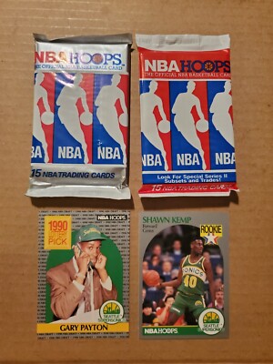 1990 Nba Hoops Basketball Series 1,2 Unopened Packs With 2 90 Rookie ...