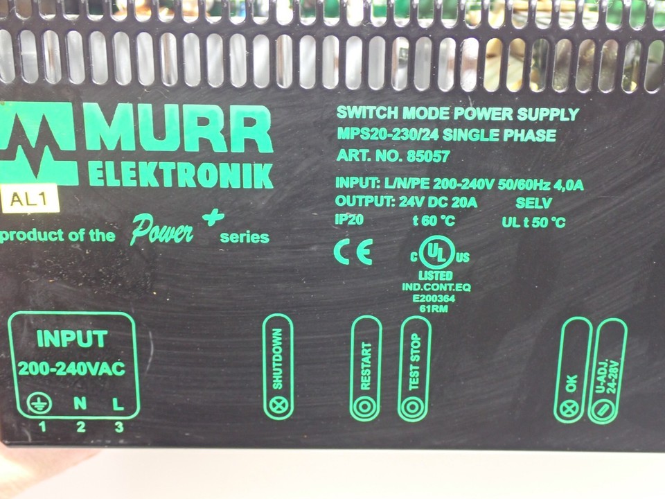 MPS20-230/24 MURR POWER SUPPLY OUTPUT DC24V/20A USED | eBay