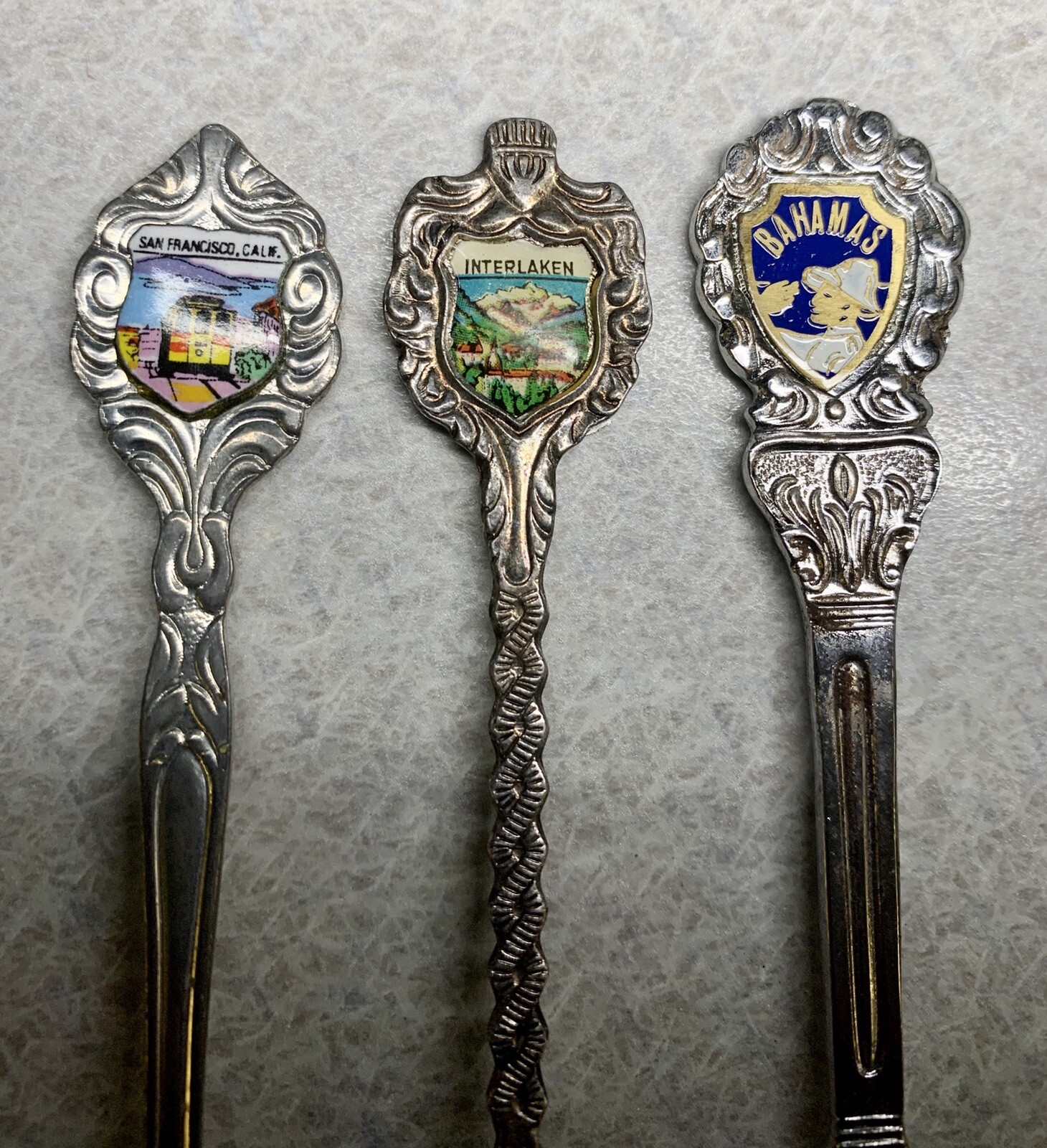 Lot Of 3 Souvenir Travel Spoons ~ Bahamas ~ Interlakin ~ San Francisco ...