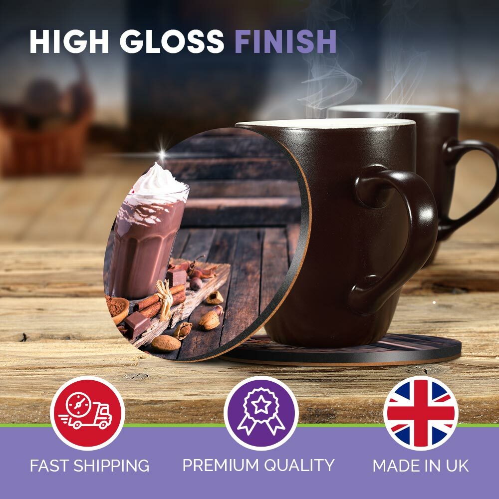 2 x Boxed Round Coasters - Chocolate Milkshake Drink #21348 | eBay