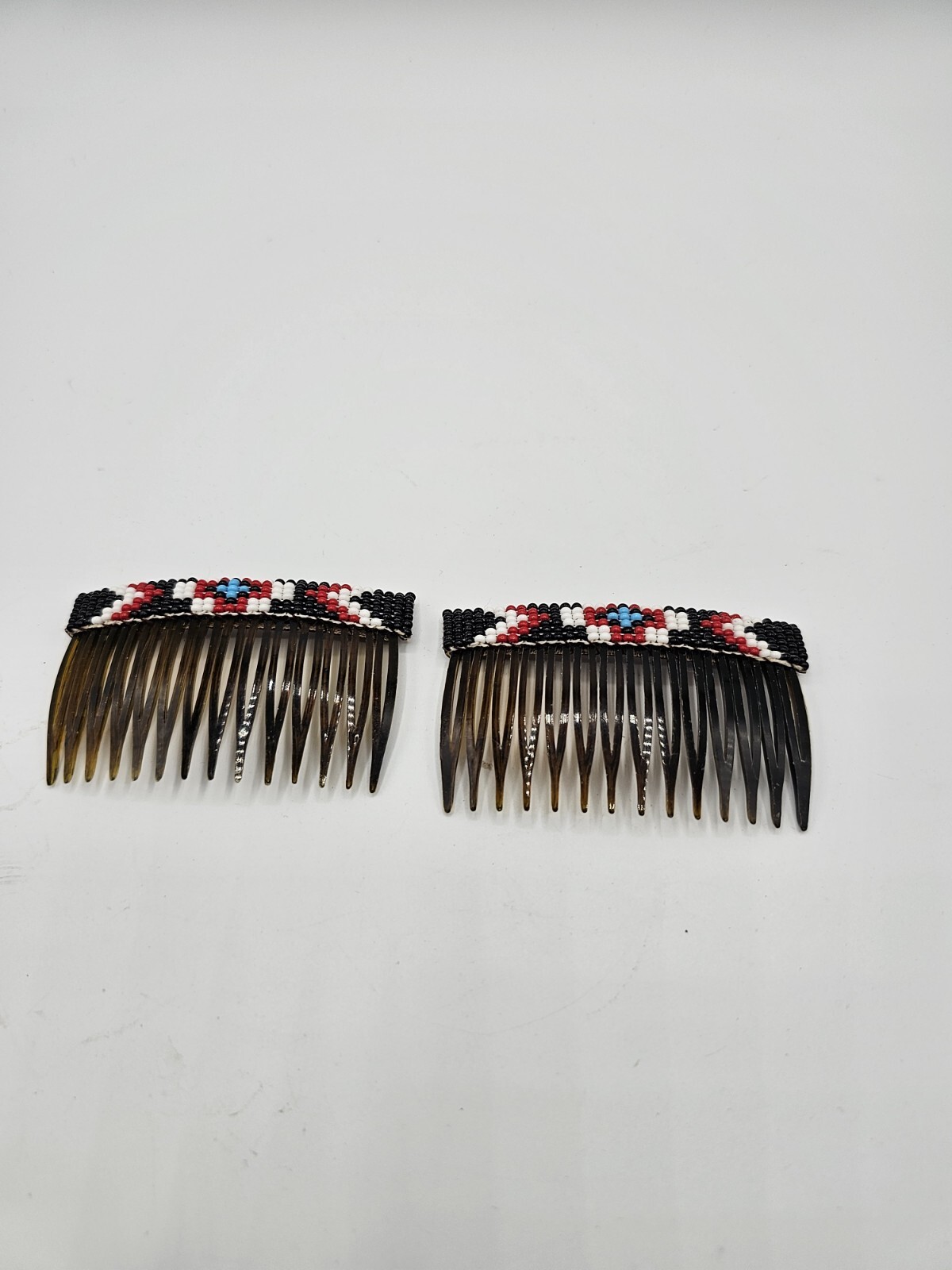 Native American Navajo Handmade Beaded Hair Combs - Gem