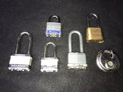 MASTER LOCKS PADLOCKS Etc NO KEYS # 1 -# 5 -M5- 1Up- Hardened Discs ...