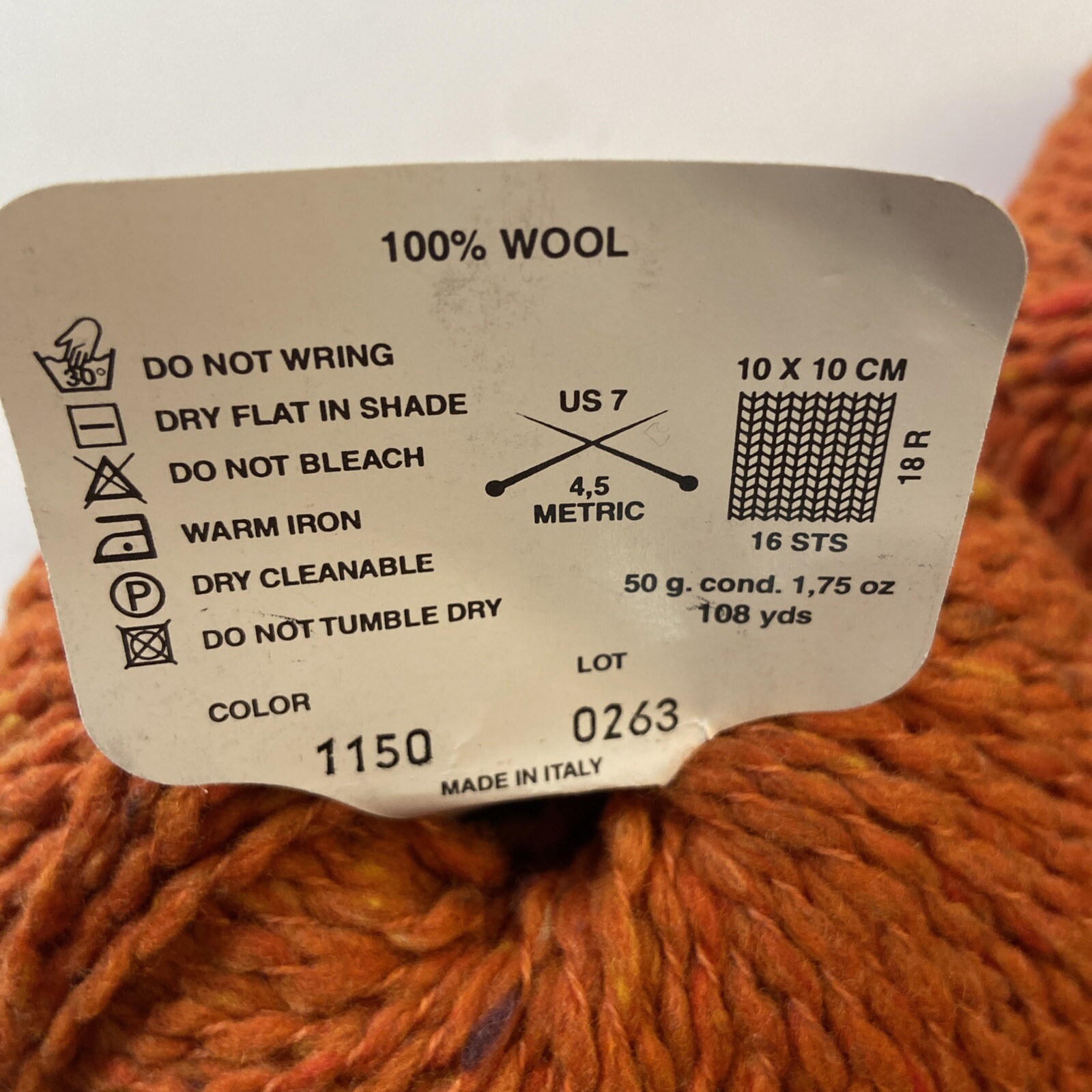 Soft Tweed Yam Karabella Lot Of 3 Skeins 1150 Orange 100% Wool 108 ...