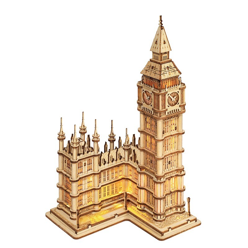 3D Building Puzzle Model kit Tower Wooden Game Easy Assembly Toy Gift ...