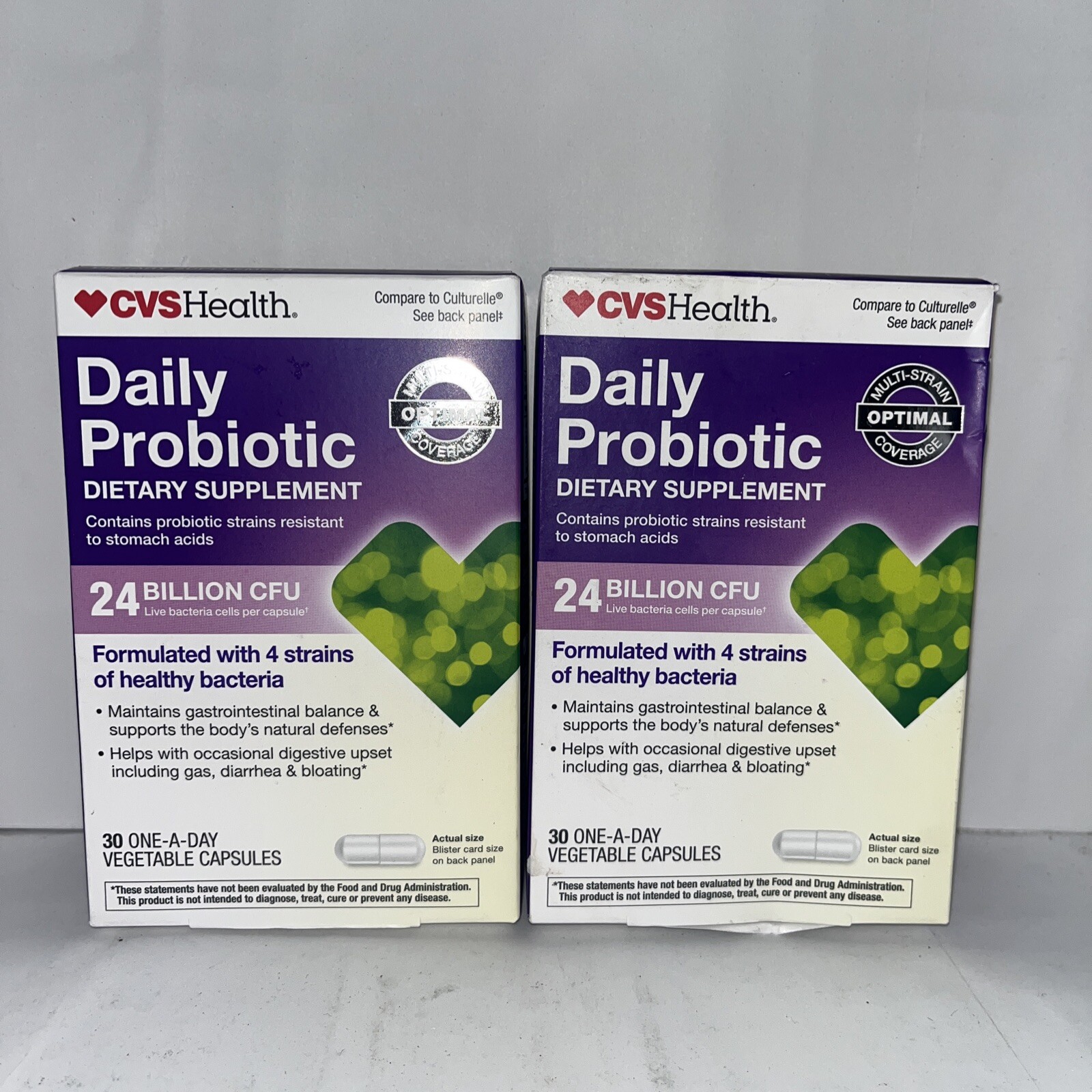 30 Capsules CVS Daily Probiotic 24 Billion CFU - Culturelle Multi ...