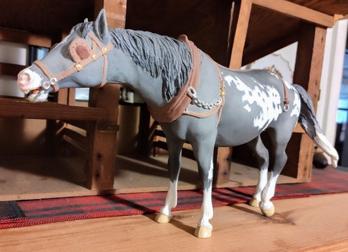 Breyer Custom CM Grey Pinto Old Timer Horse in Harness Silver Lion ...