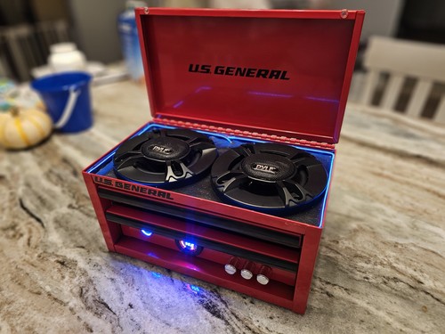 Custom U.S. General Mini Tool Box Bluetooth Speaker With LEDs – 11” x 6” x 6” | eBay