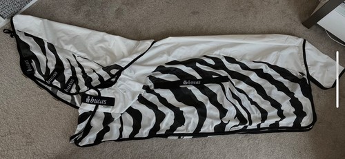 Bucas Buzz Off Rain Zebra Fly Rug Full Neck 6’3” Good Condition ...