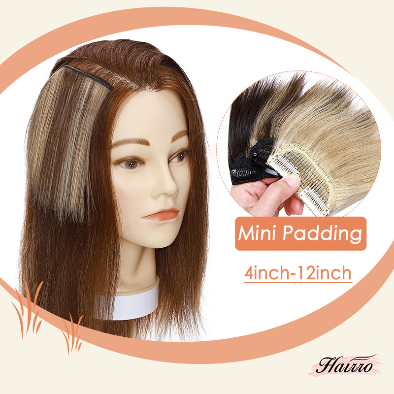 Clip In 100% Real Remy Human Hair Pad Patch Hairpiece Women Fluffy Hair ...