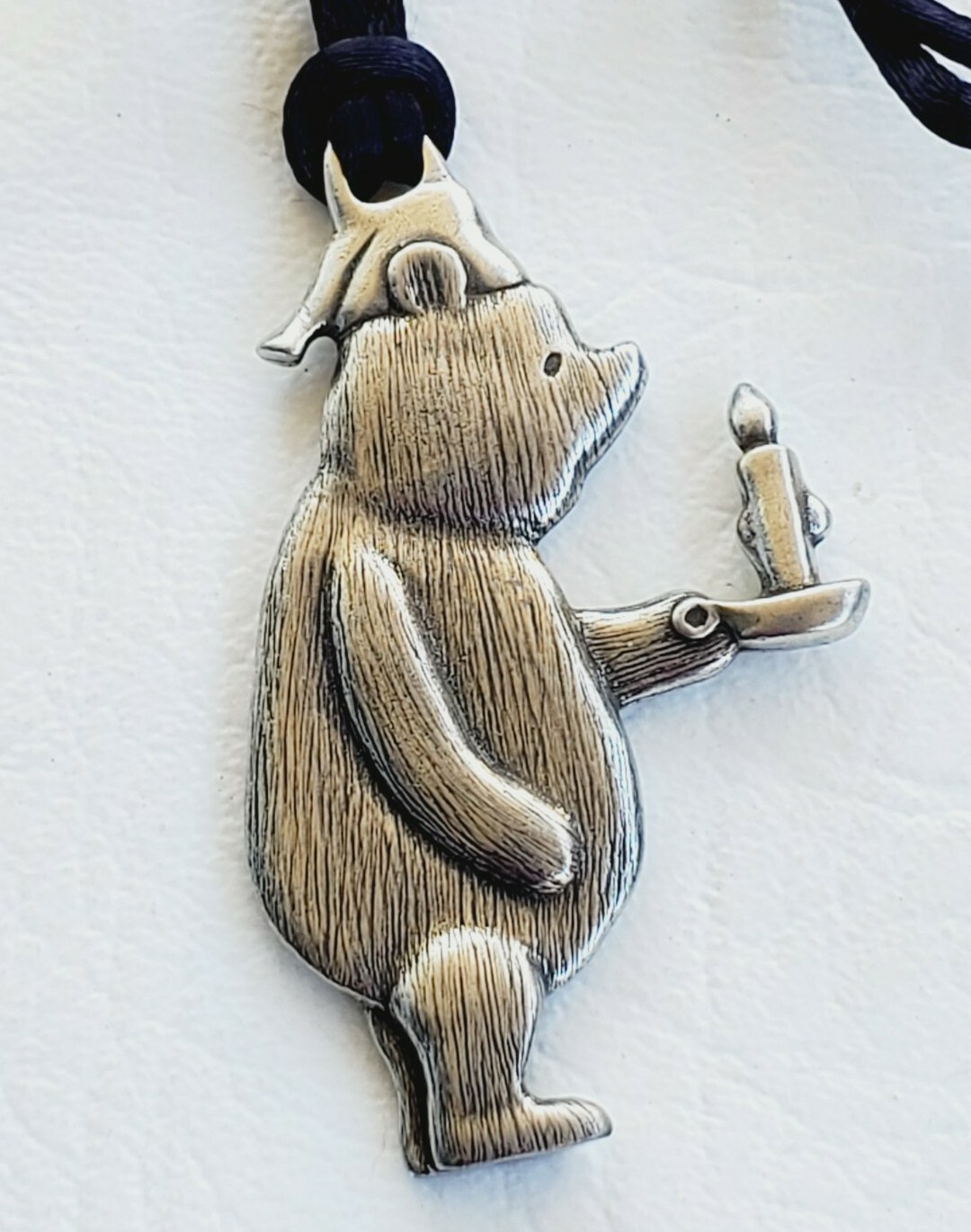 Danforth Pewterers pewter Classic Pooh Christmas Ornament with silk ...