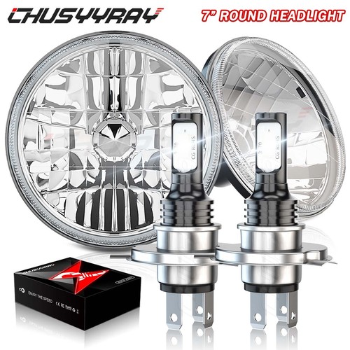 pair 7" Inch LED Headlight Round Sealed Bulbs 6000K for Chevy Pickup ...