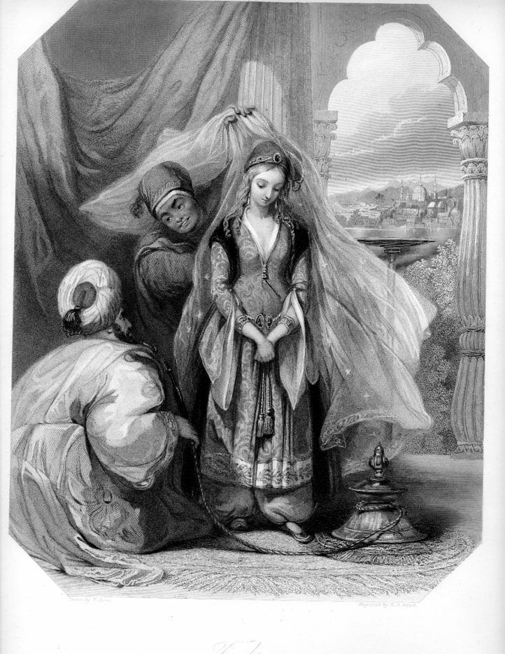 TURKEY ODALISQUE HAREM SERAGLIO Girl HOOKAH Engraving Antique Art Print ...