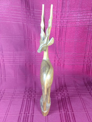 Wooden Statue Gazelle Impala Antelope African Sculpture Hand Carved ...