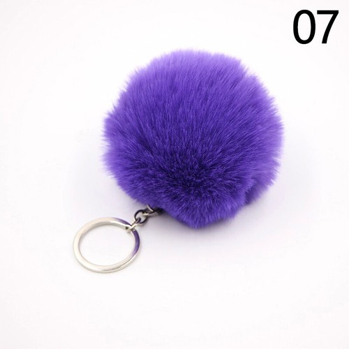 Soft Fur Fluffy Ball Keychain PomPom Key Chains Keyring Charms Handbag ...