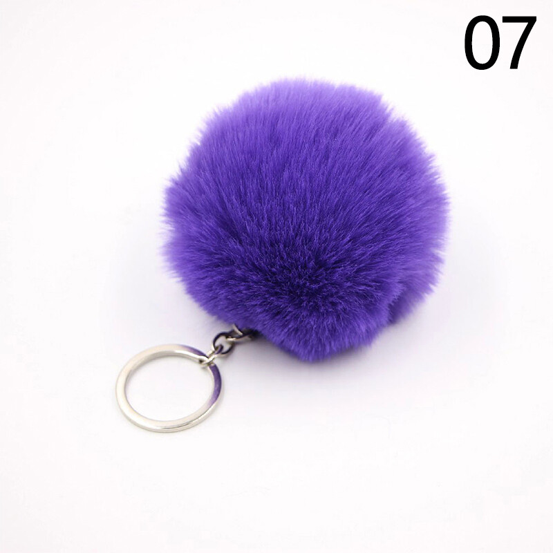 Soft Fur Fluffy Ball Keychain PomPom Key Chains Keyring Charms Handbag ...