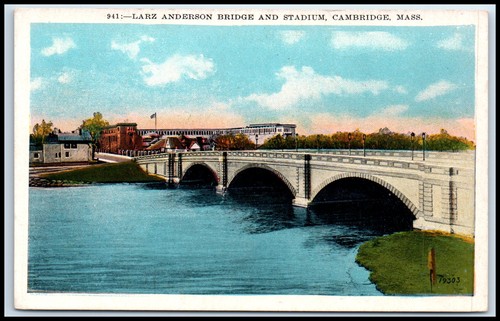 Postcard LARZ ANDERSON BRIDGE AND STADIUM, CAMBRIDGE, MASS. E95 | eBay