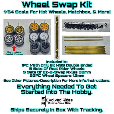 Wheel Swap Kit 5 Sets Hot Wheels Matchbox 1/64 Scale Custom Real Riders ...