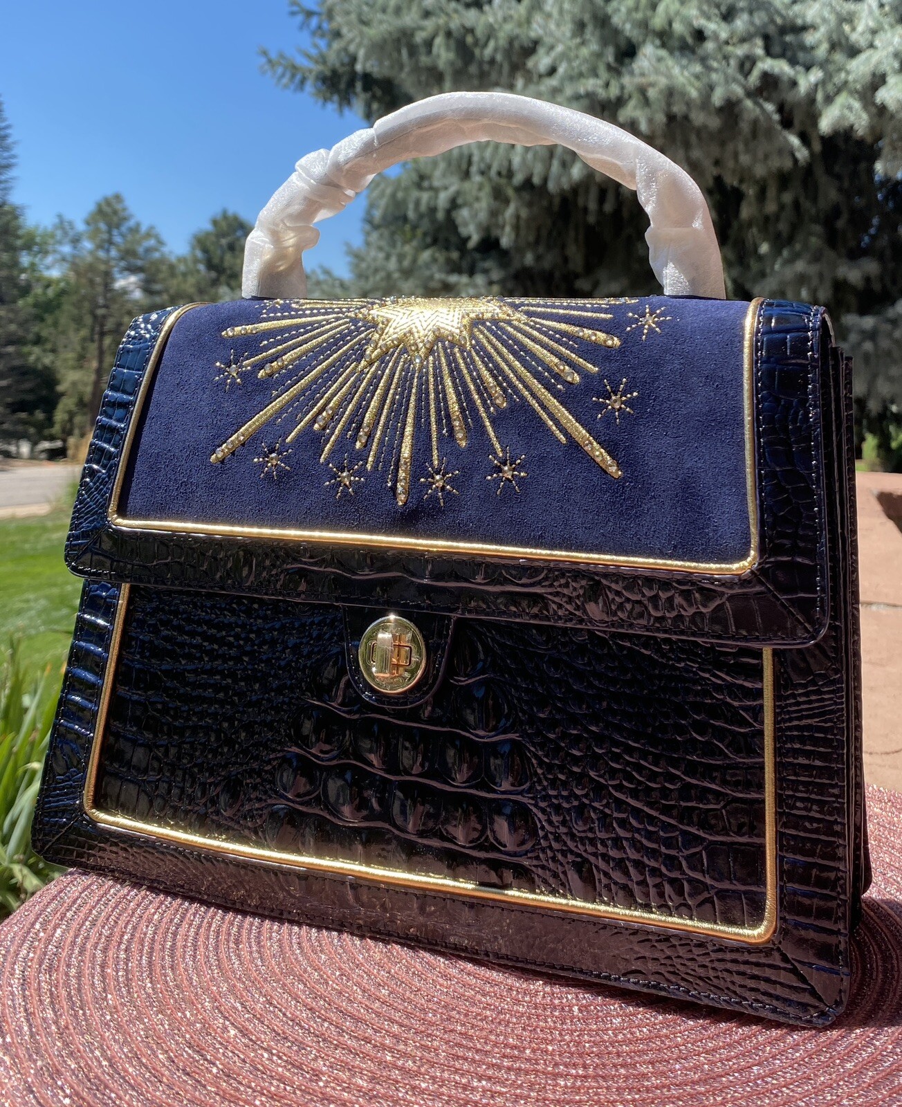 Celestial Brahmin Hallie Ink Revel Starburst Austrian Crystals Satchel ...